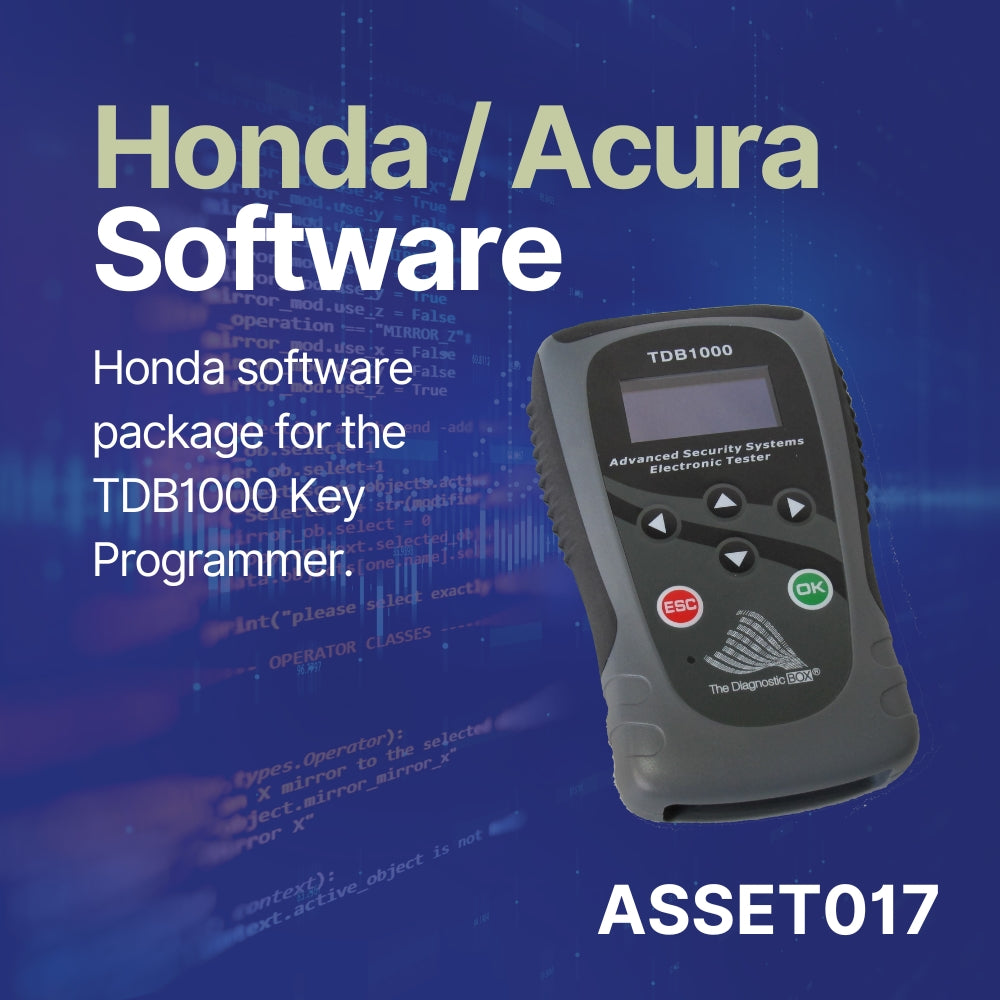 ASSET017 – Honda / Acura software for TDB1000 with TDB740 – Key Library